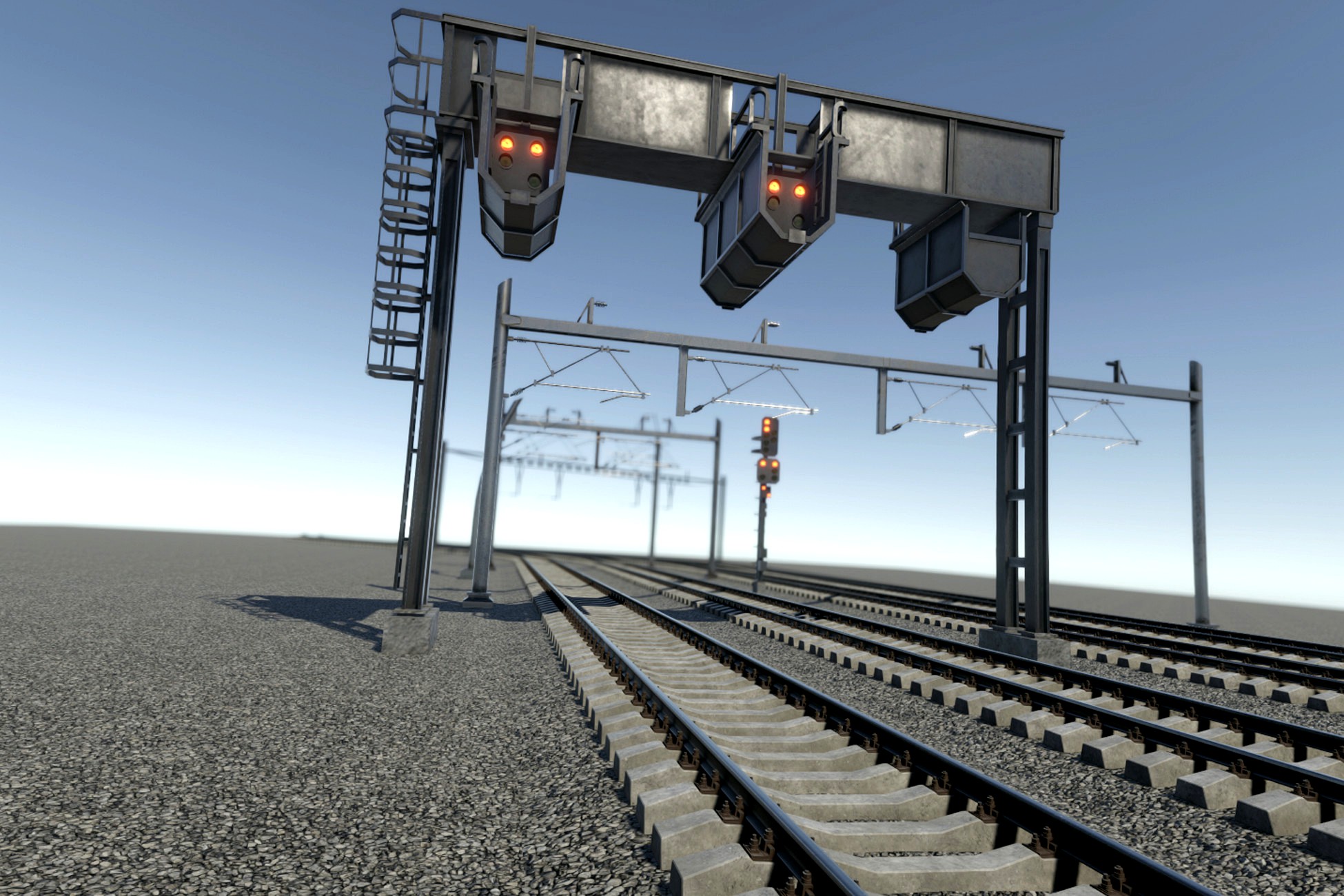 Train Power Lines and Signals 3d model