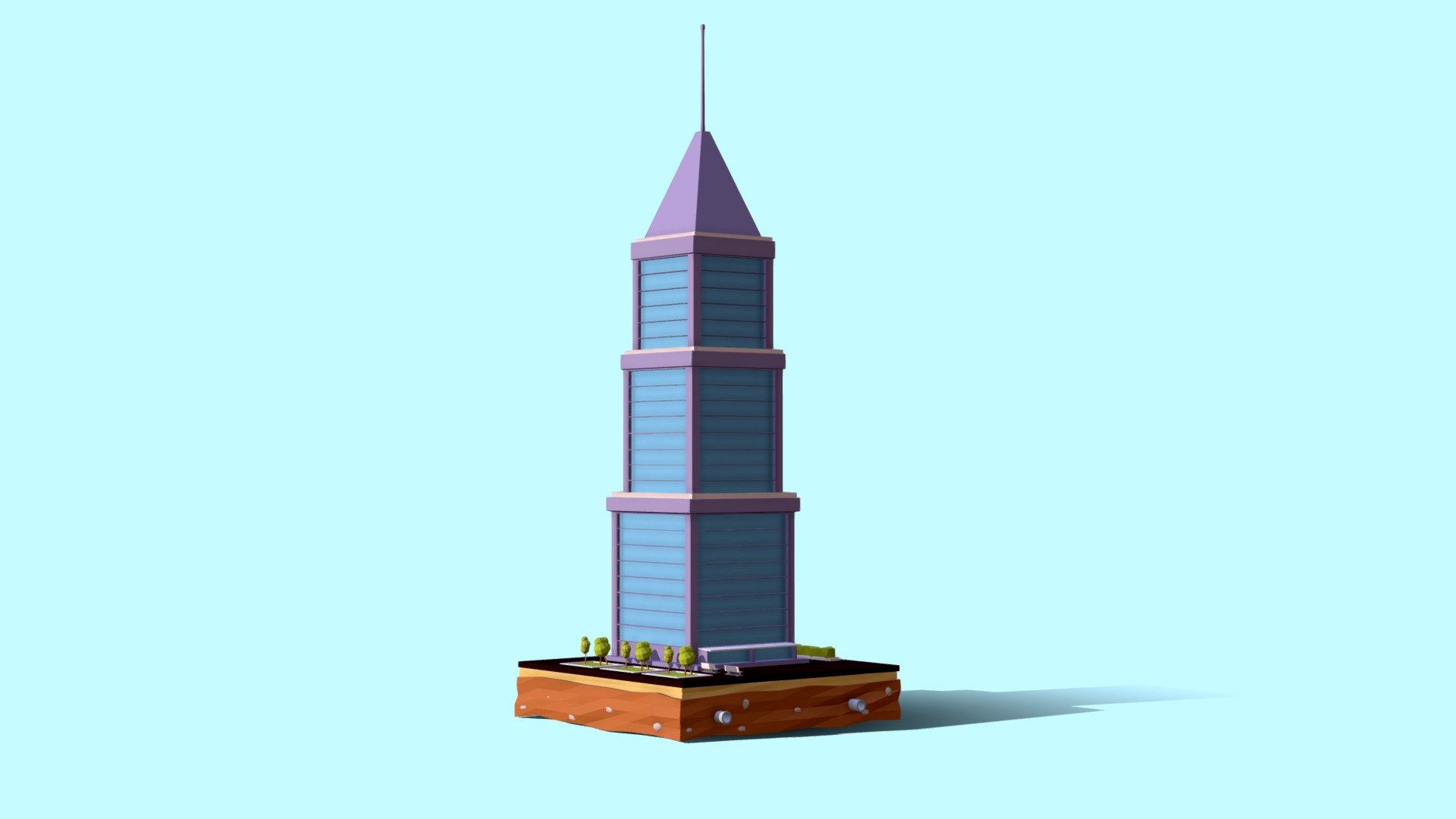 Cartoon Low Poly Skyscraper City Building 3d model