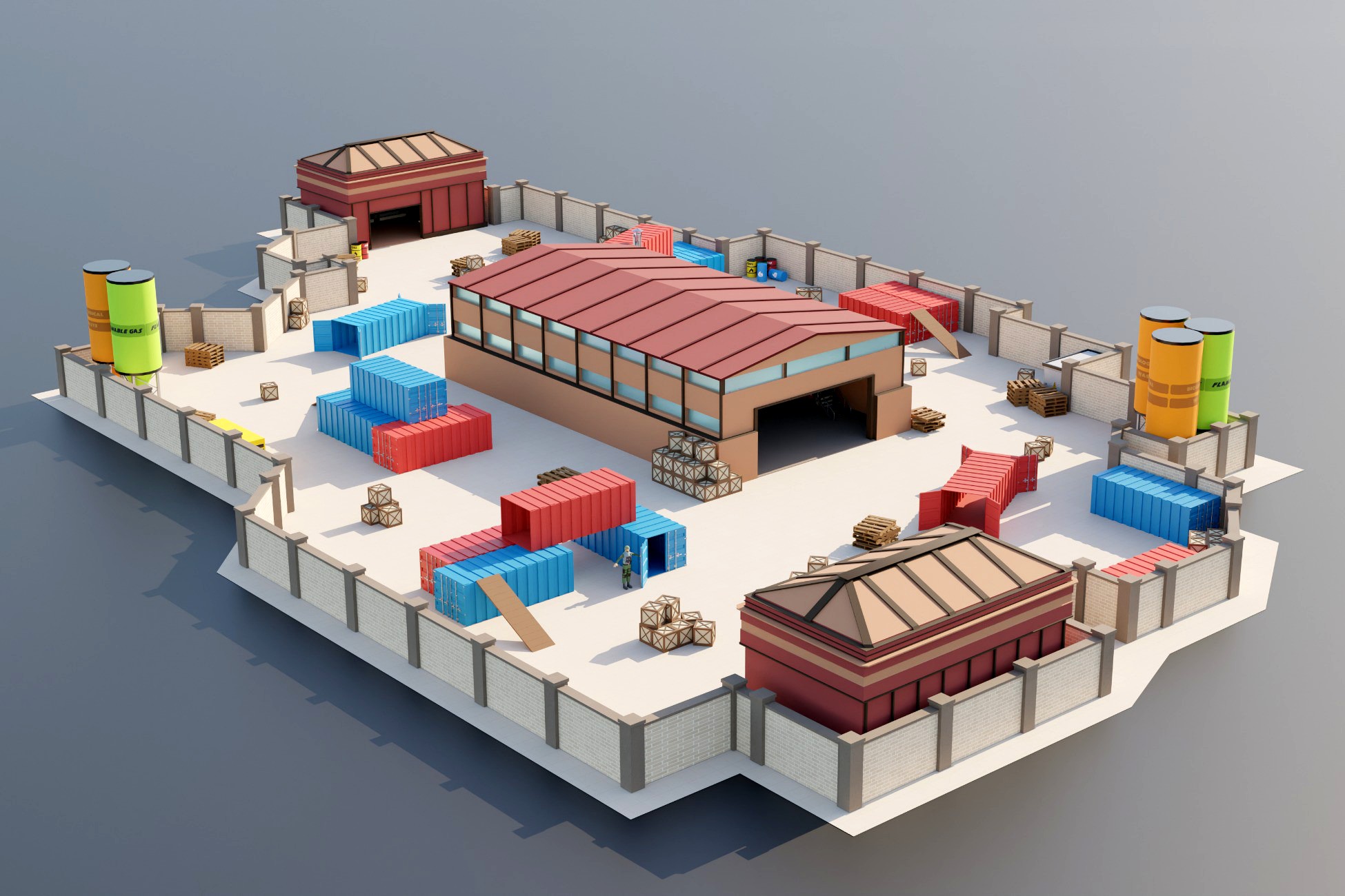 TDM Map 1 - FPS Game Environment - Low poly 3d model