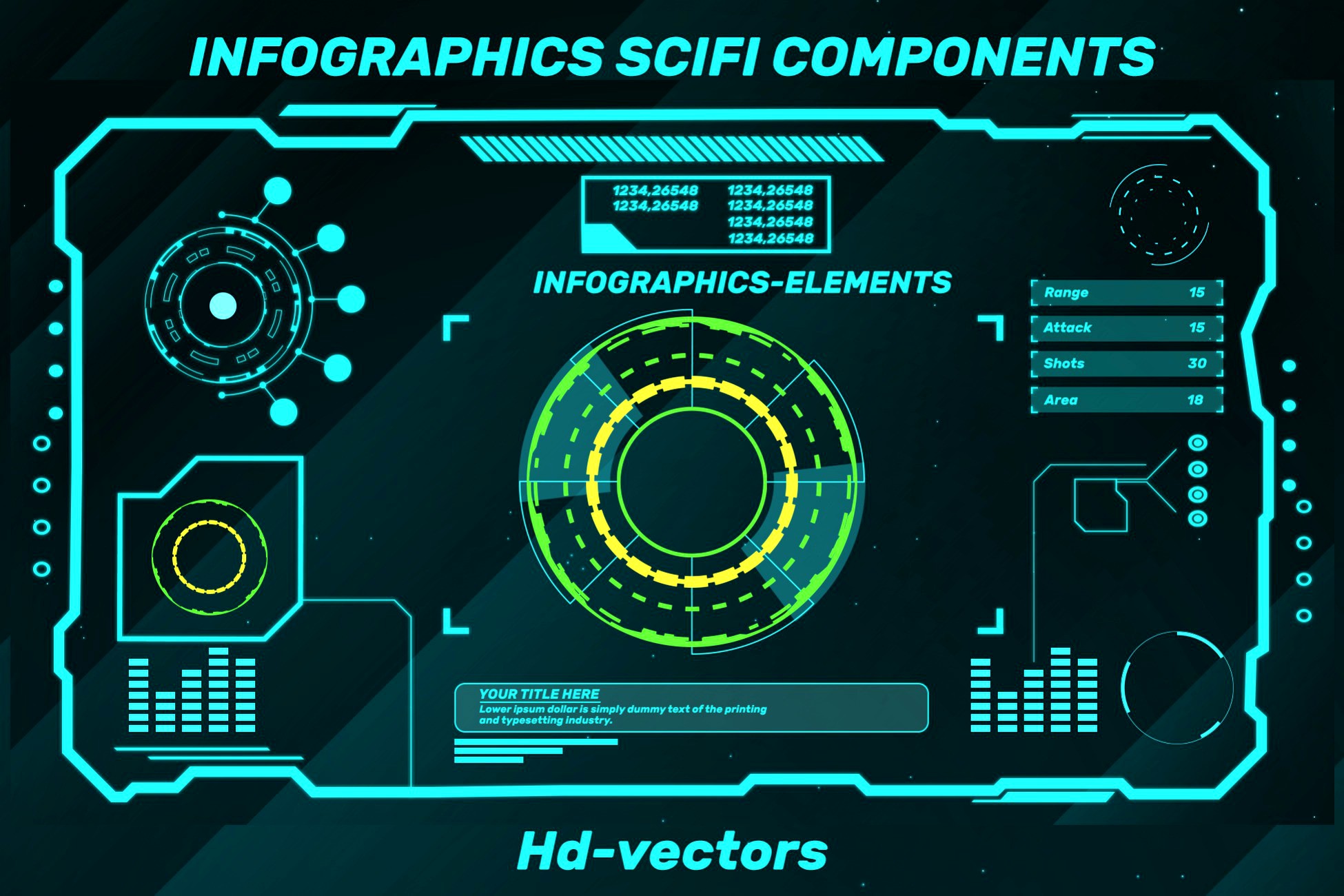 Futuristic infographic sci-fi components-custom user-interface 3d model