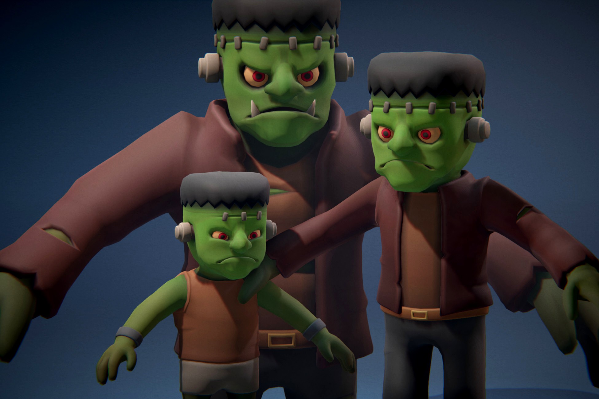 Frankenstein Family Pack - Characters + Animations 3d model