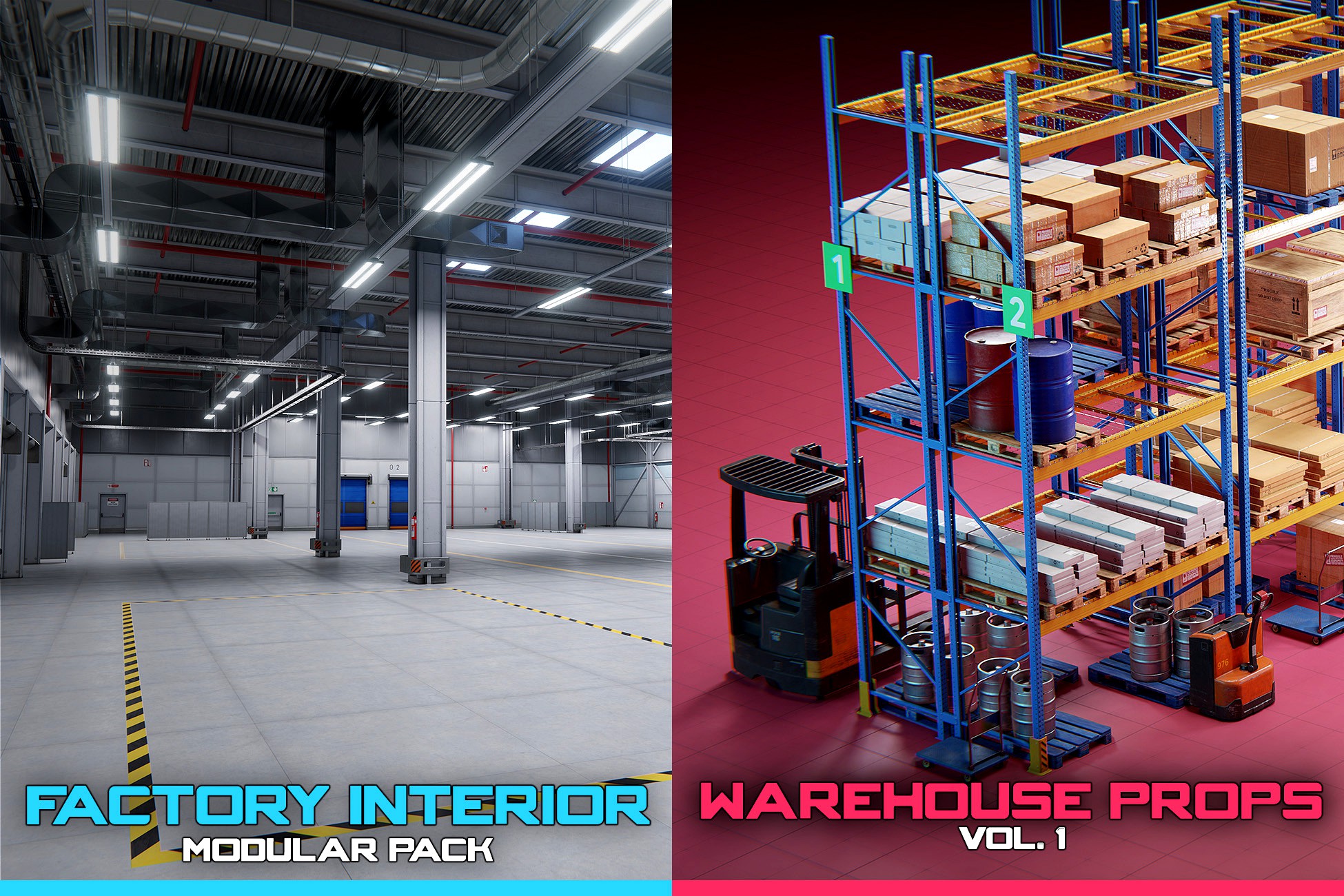 Factory Interior + Warehouse Props Vol 1 - BUNDLE 3d model