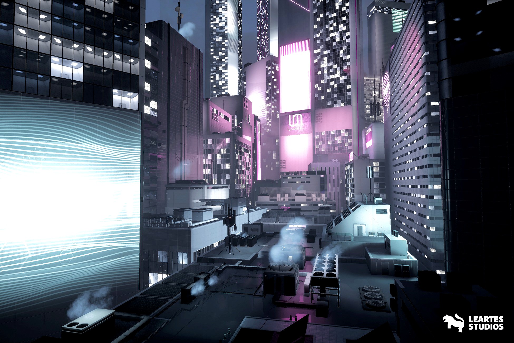 Futuristic Rooftop City Environment 3d model