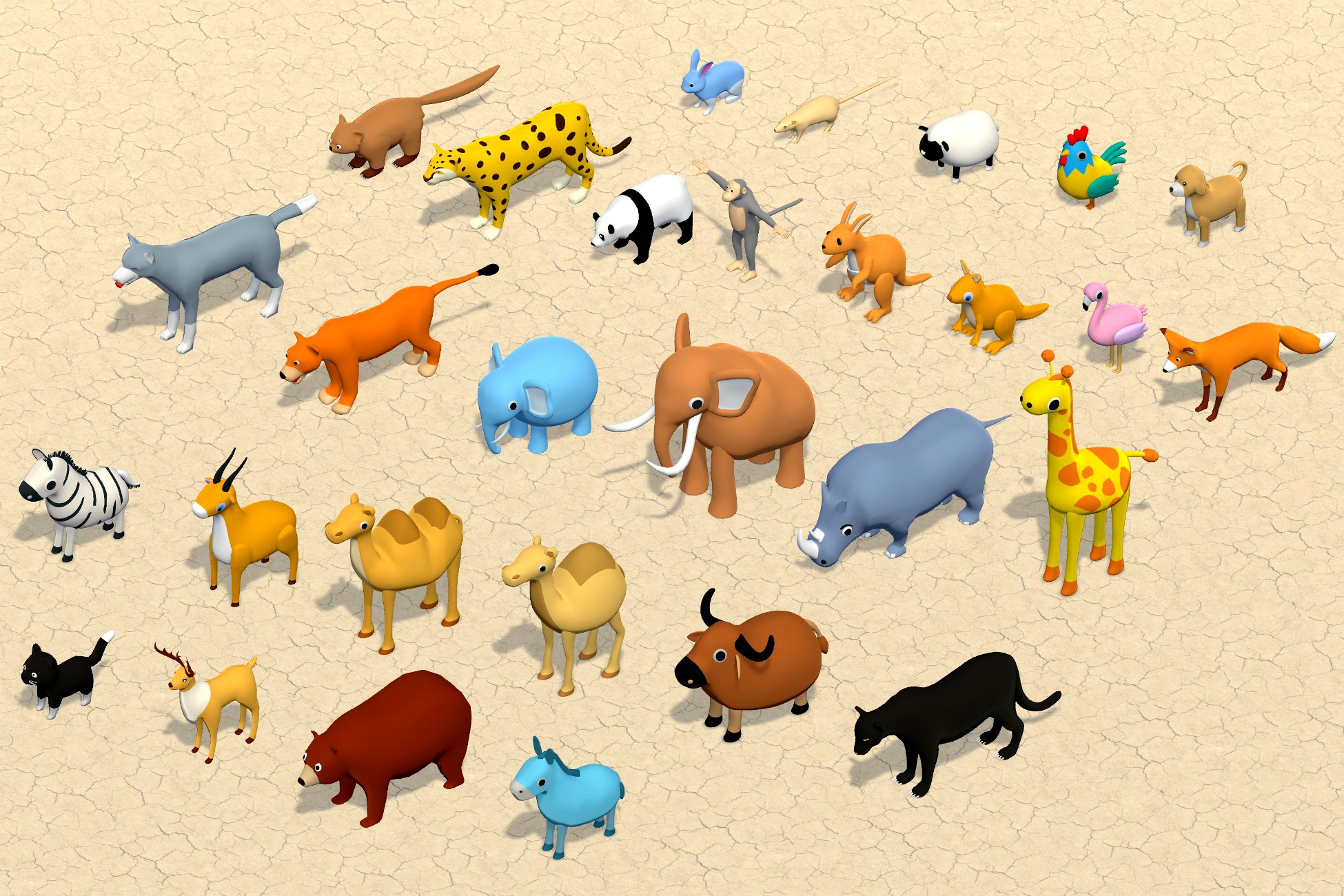 Low poly Animated Ultimate Animal Pack 3d model