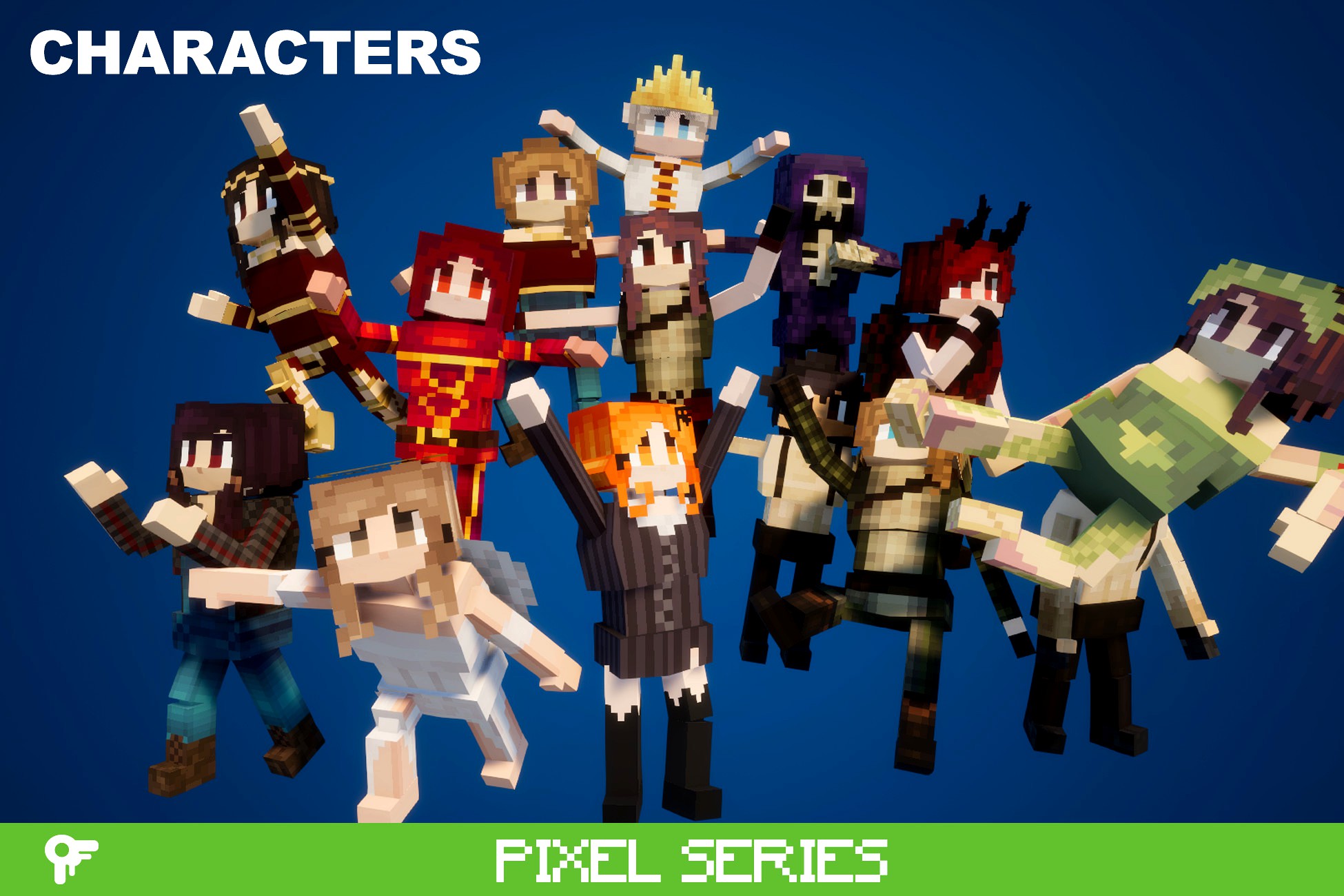 Customizable Pixel Characters 3d model