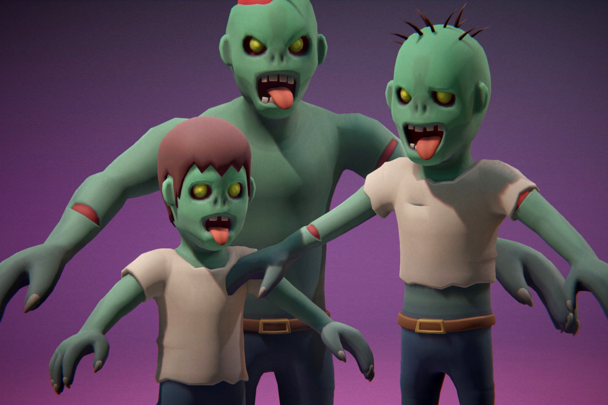 Zombie Family Pack - Characters + Animations 3d model