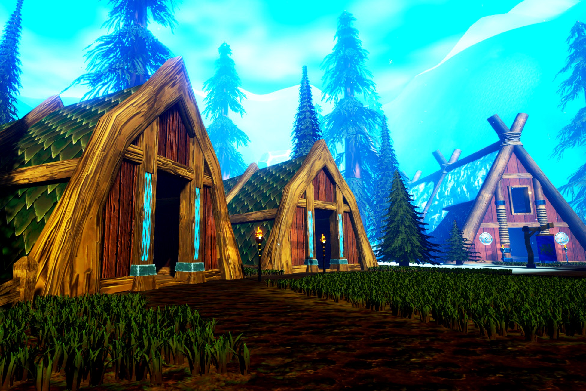 Stylized Northern Environment - Fantasy Village 3d model