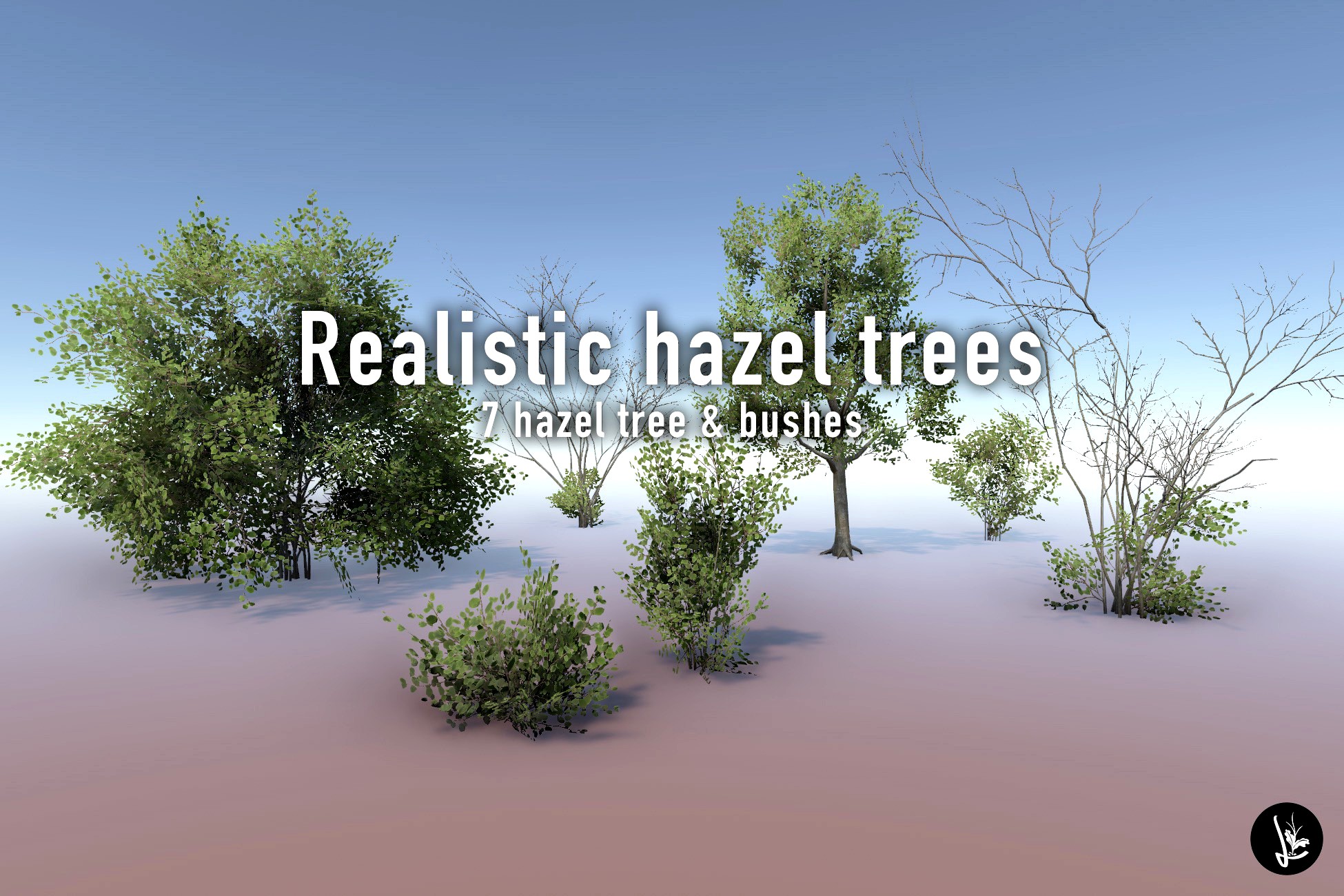 Realistic Hazel bushes & tree 3d model