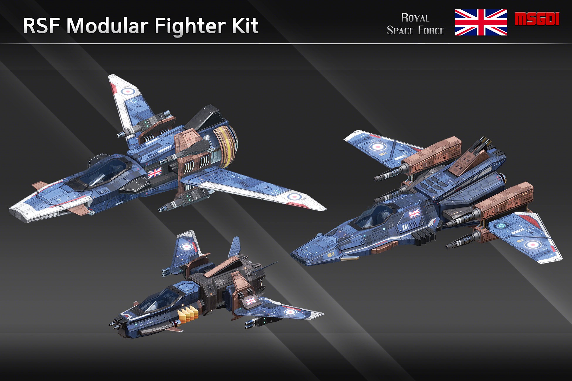 Spaceship RSF Modular Fighter Kit 3d model