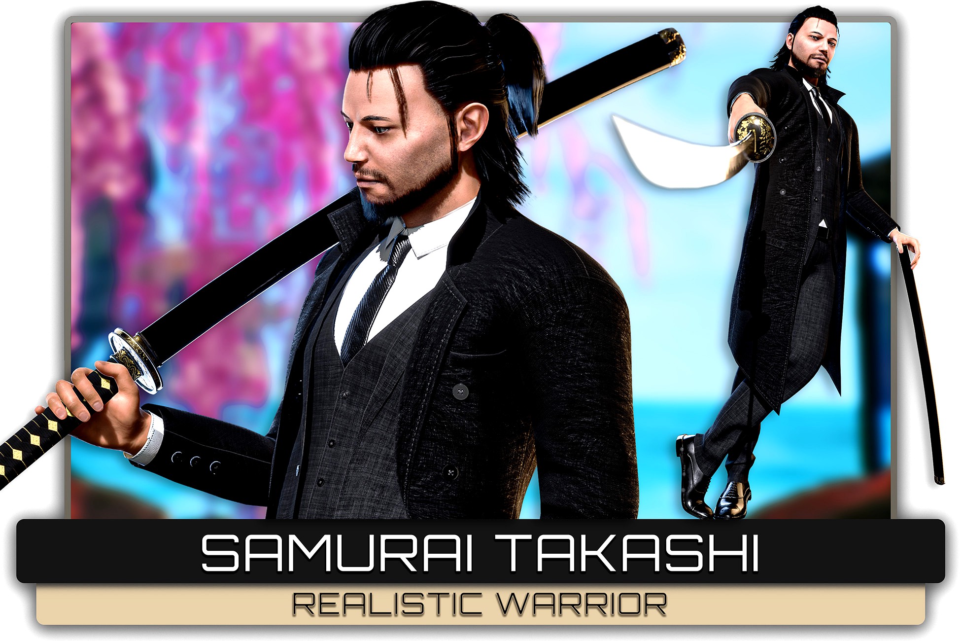 Samurai Takashi - Japanese Warrior - Animated Katana Master - #17 3d model