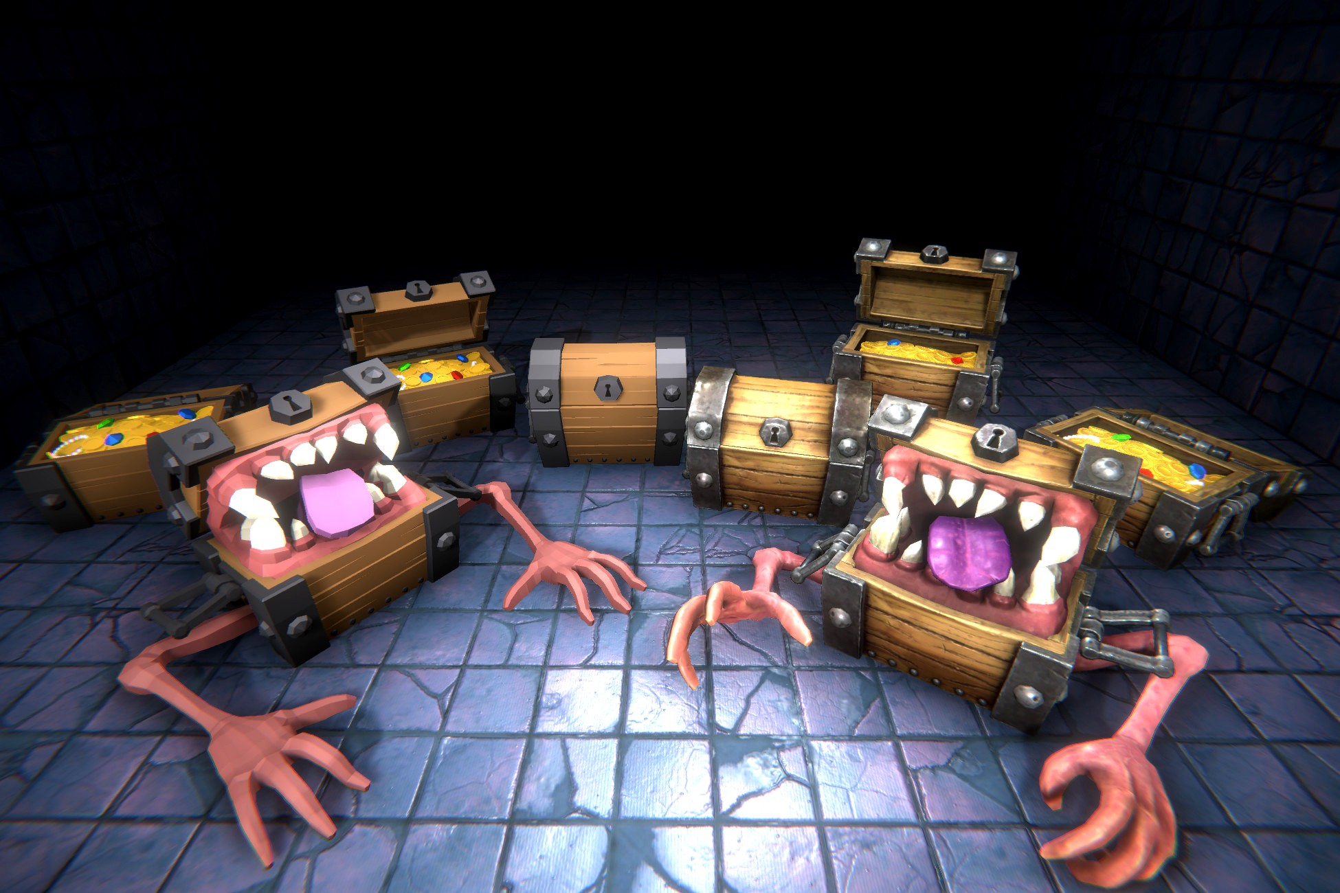 Treasure Chest & Monster 3d model