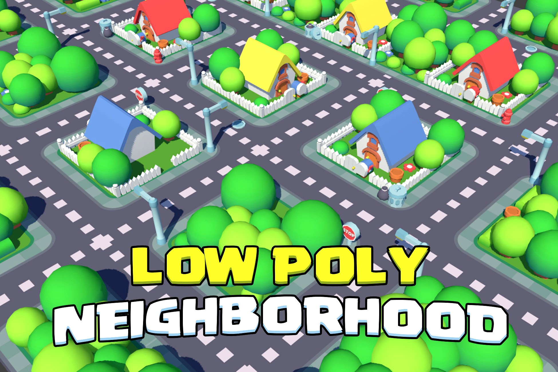 Cartoon Low Poly Neighborhood 3d model