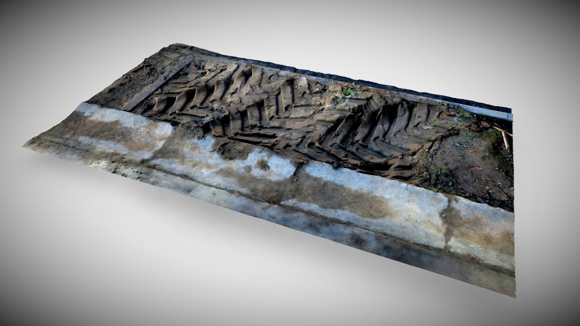 Truck tyre print in mud 3d model