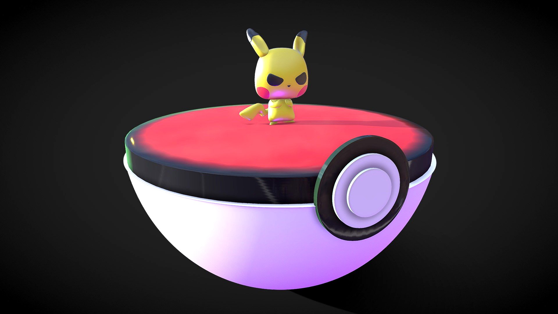 Pikachu with Pokeball 3D Model