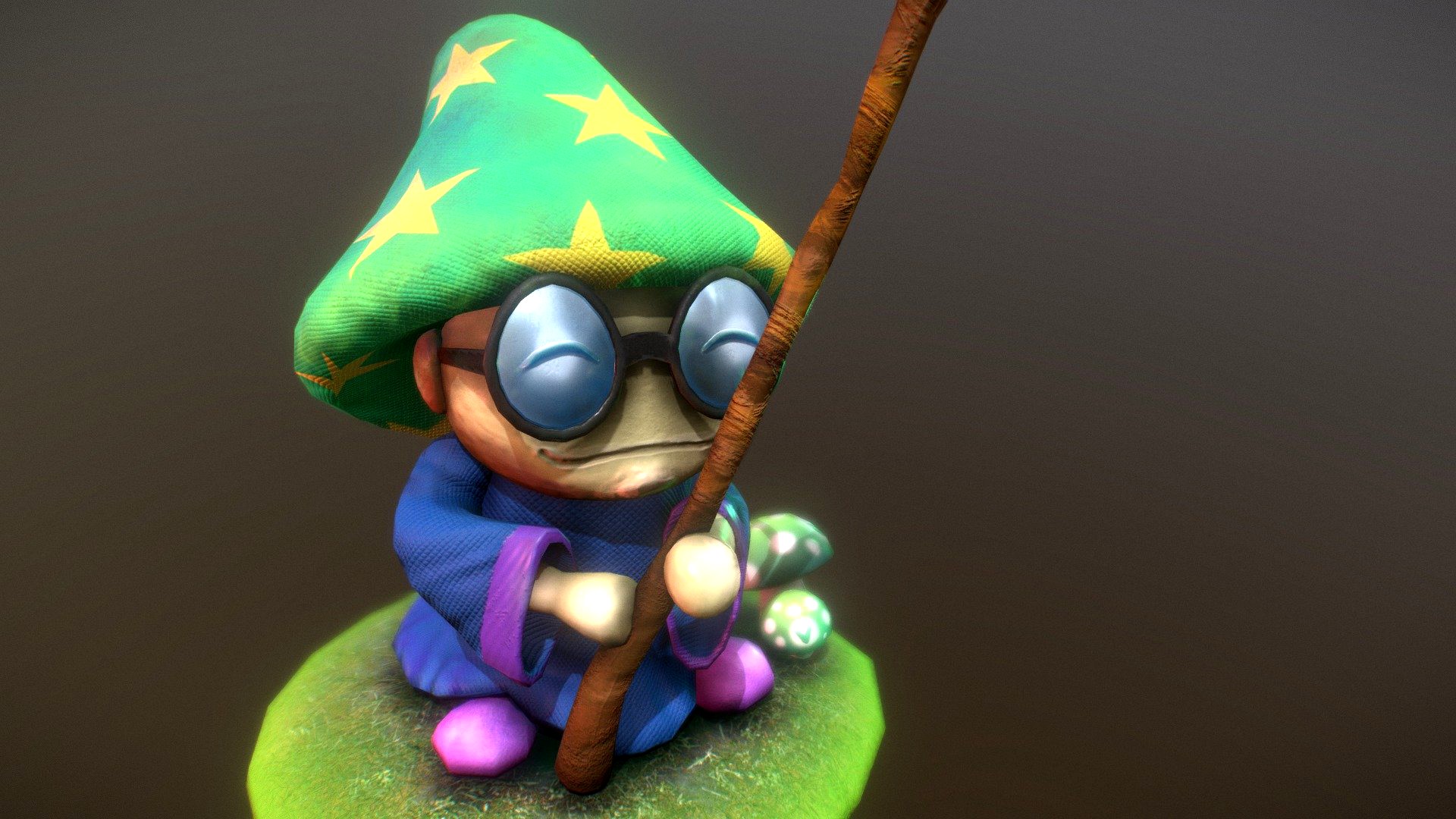 Vine Realms Shroom Wizard Character and Diorama 3d model