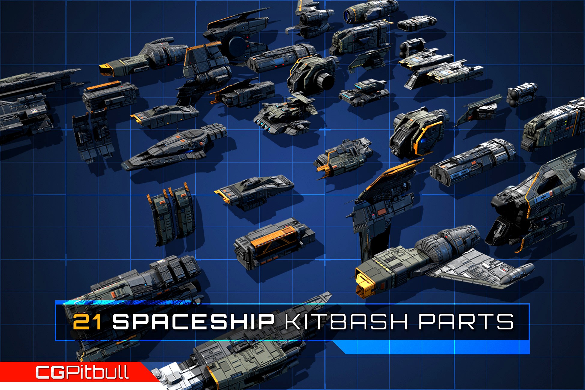 21 Spaceship parts 3d model