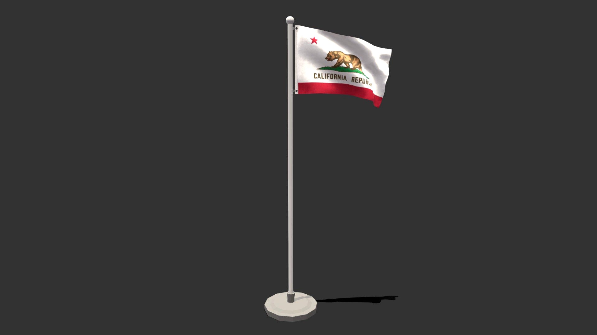 Low Poly Seamless Animated California State Flag 3d model