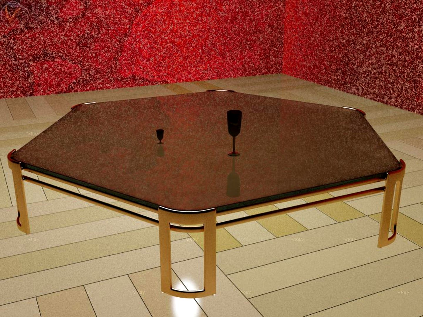 Hexagonal Glass Table 3d model