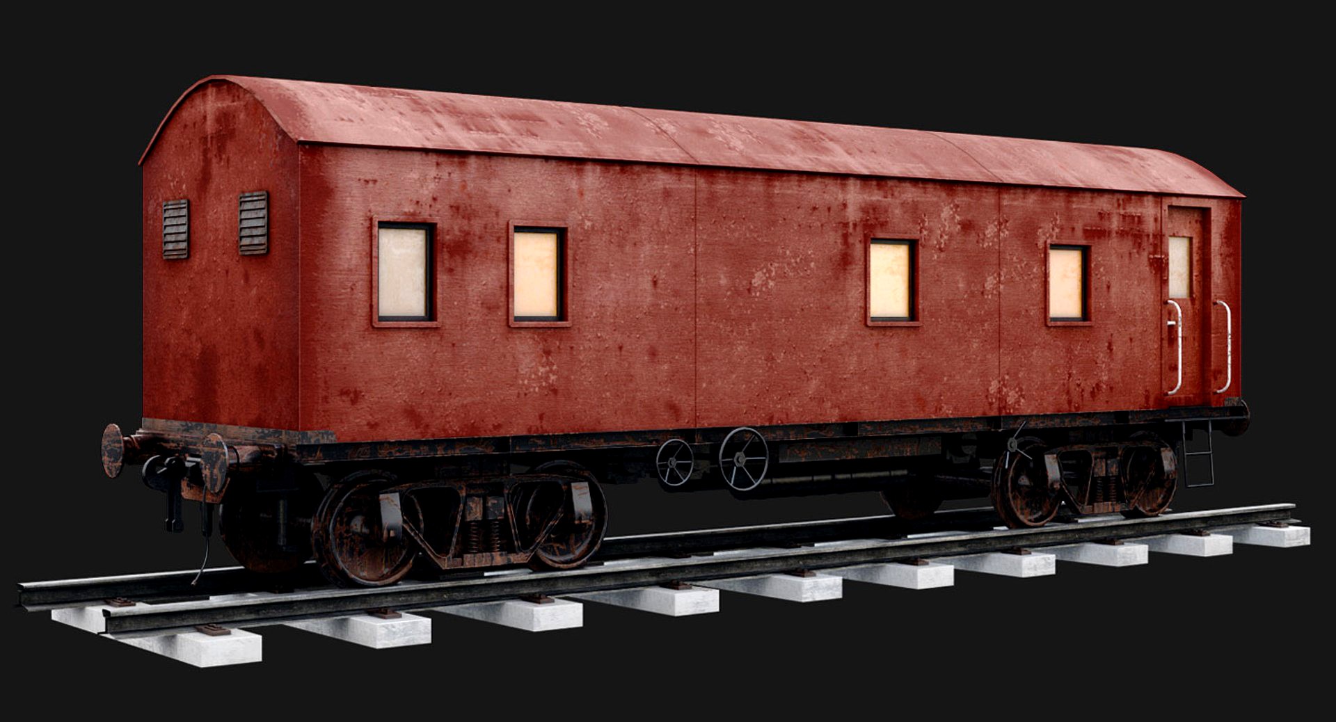 Red train wagon 3d model
