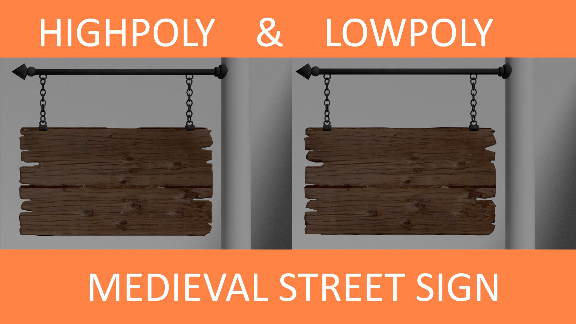 Medieval Street Sign (Low- & Highpoly) 3d model