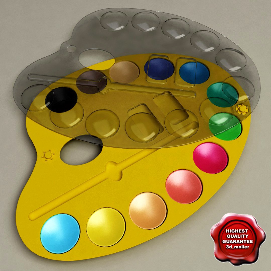 Oval Plastic Paint Pallet 3d model