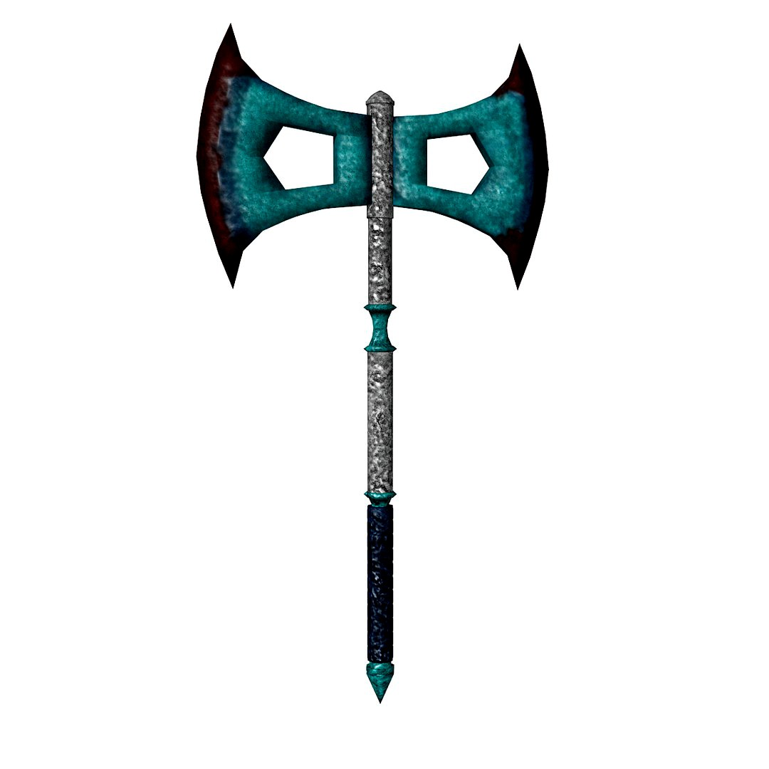 Fantasy double edged war axe 3d model
