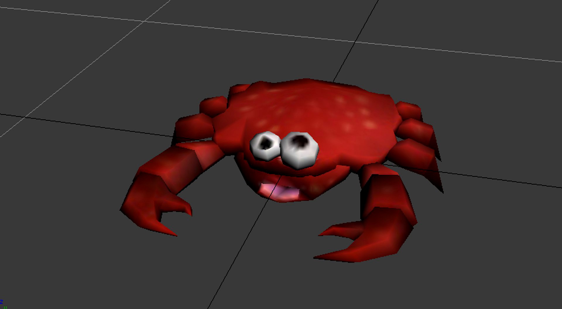 Crab lowpoly, bones, rigged 3d model