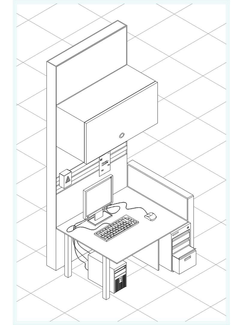 COMPUTER DESK ( ISOMETRIC ) 3d model