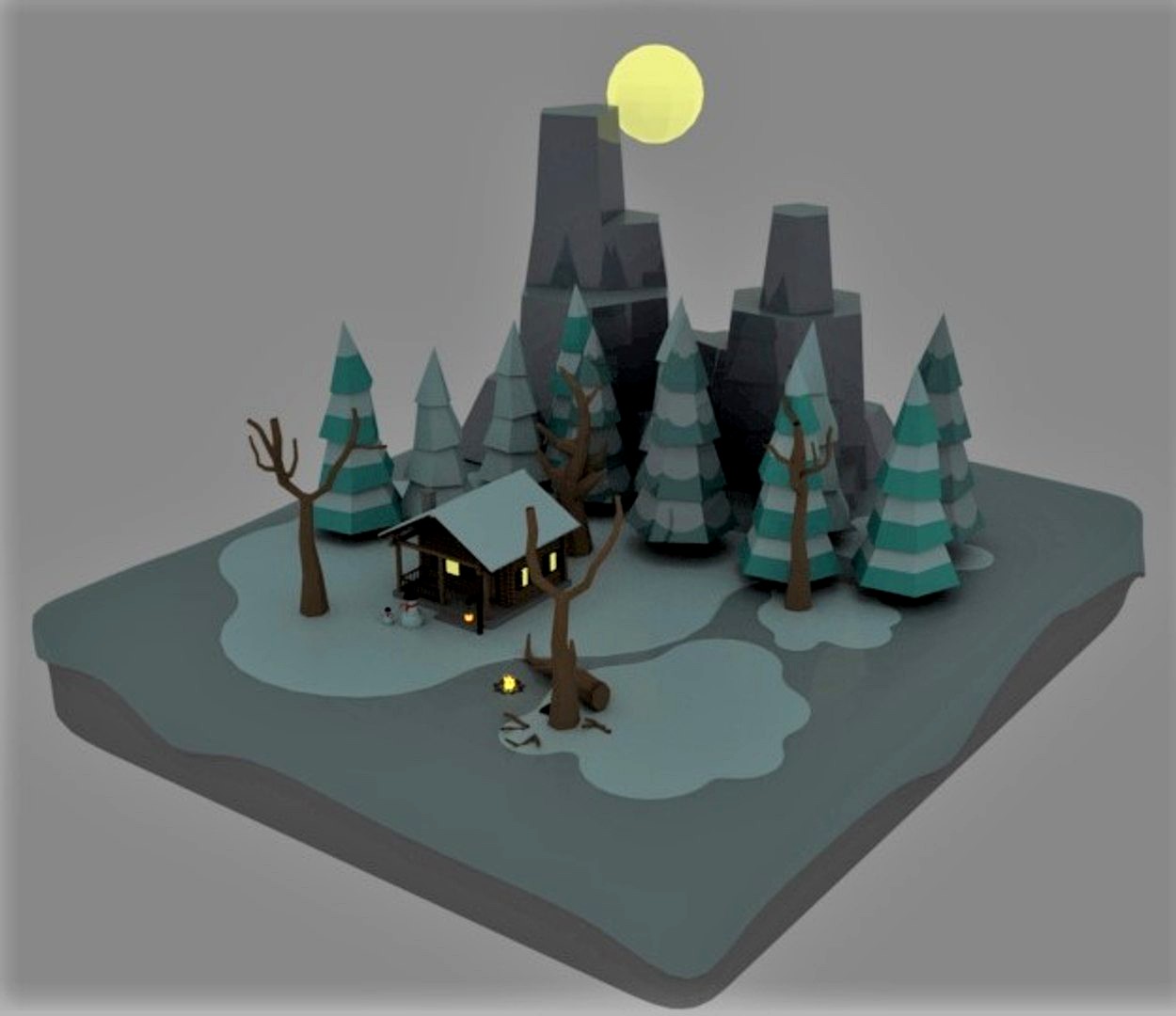Snow Cabin isometric 3d model