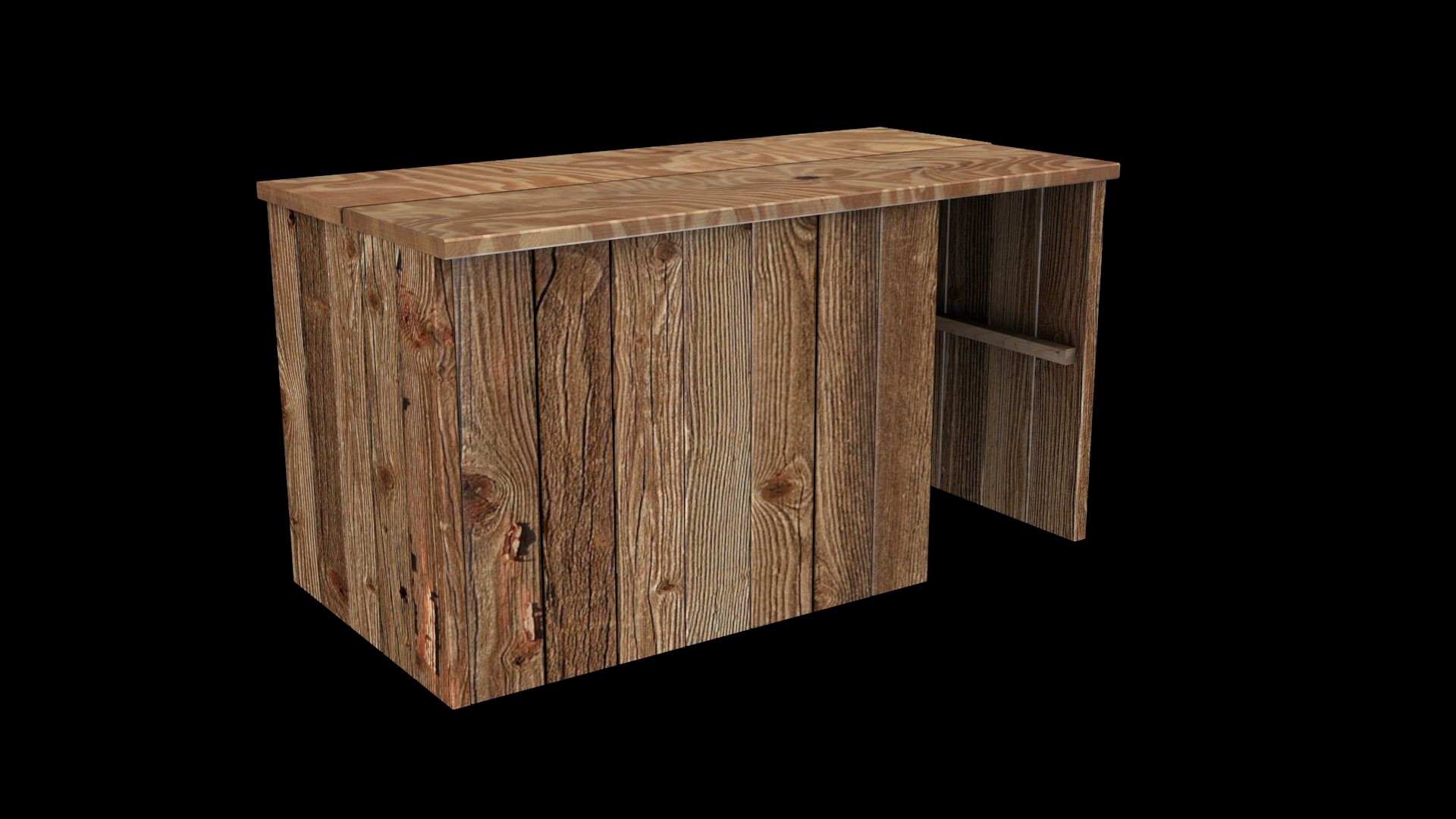 Wooden Doorless Storage shed 3d model