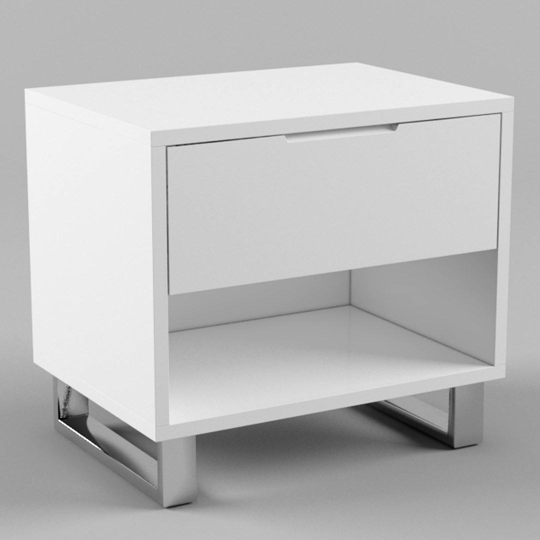 Bedside white nightstand 3D model