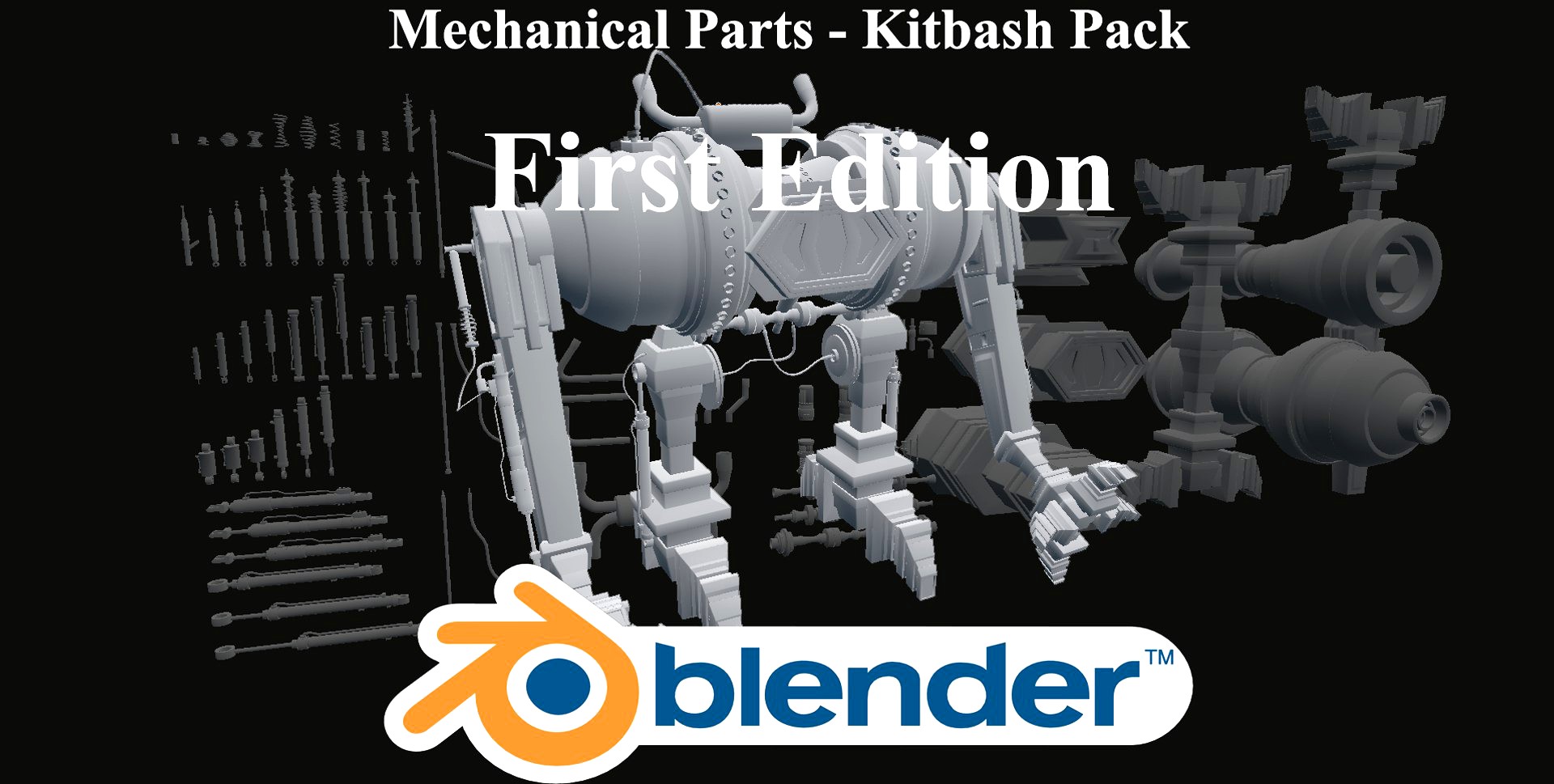 Blender Kitbash Pack - Mechanical Parts - First Edition 3d model