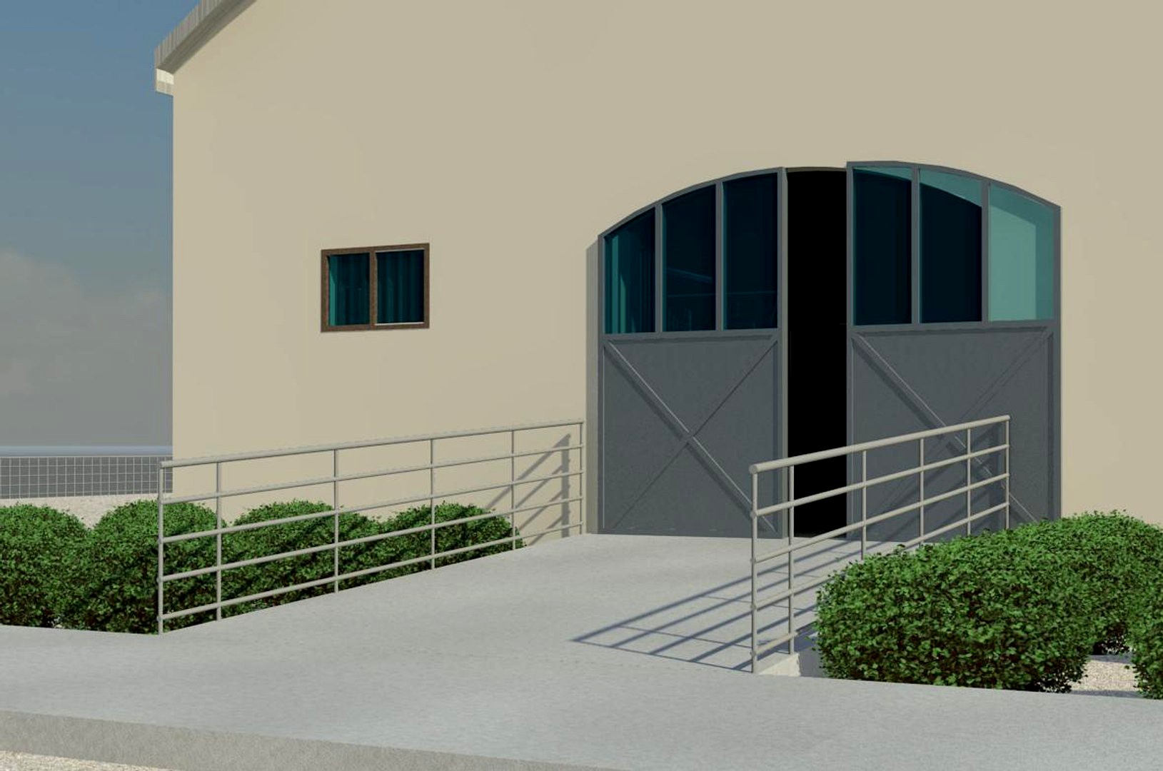 Horse stable main door and arena 3d model