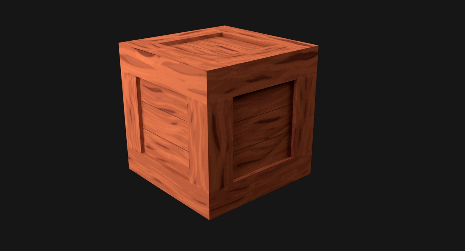 Cartoon-Style Wooden Crate 3d model