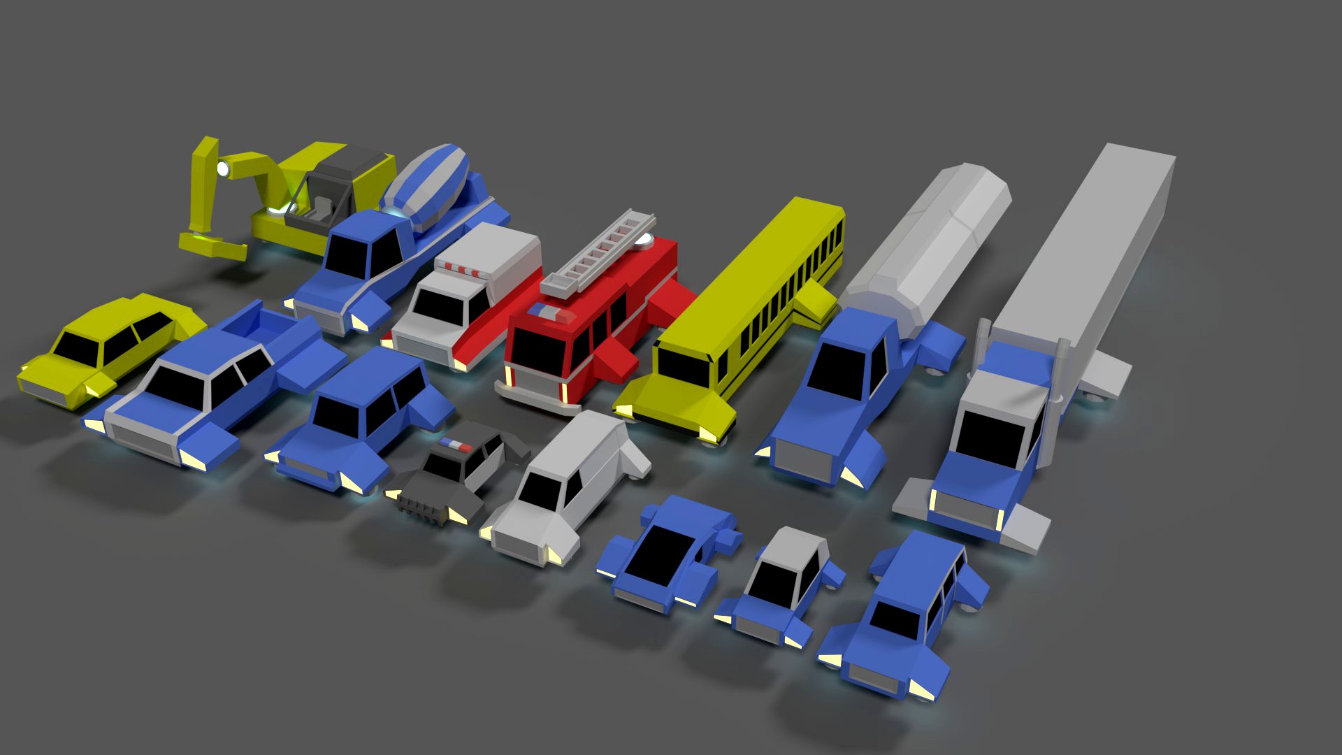 Futuristic Low-poly Vehicle Pack 3d model