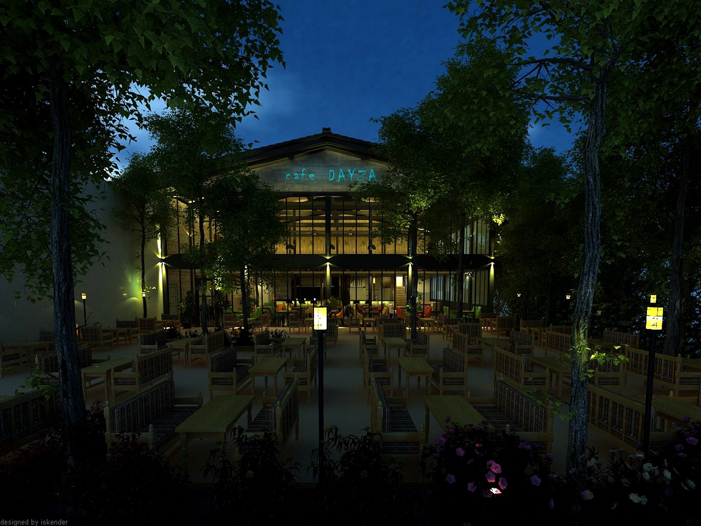 cafe restaurant interior 3ds Max model