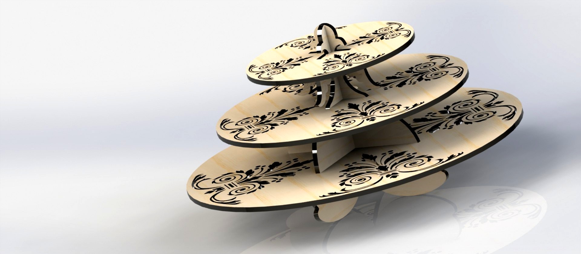3 Tier Cupcake Stand Plates (solidworks assembly) for laser cut 3d model