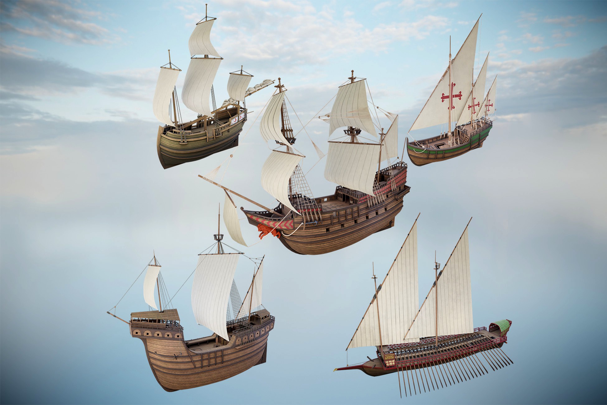 Medieval Ship Collection 3d model