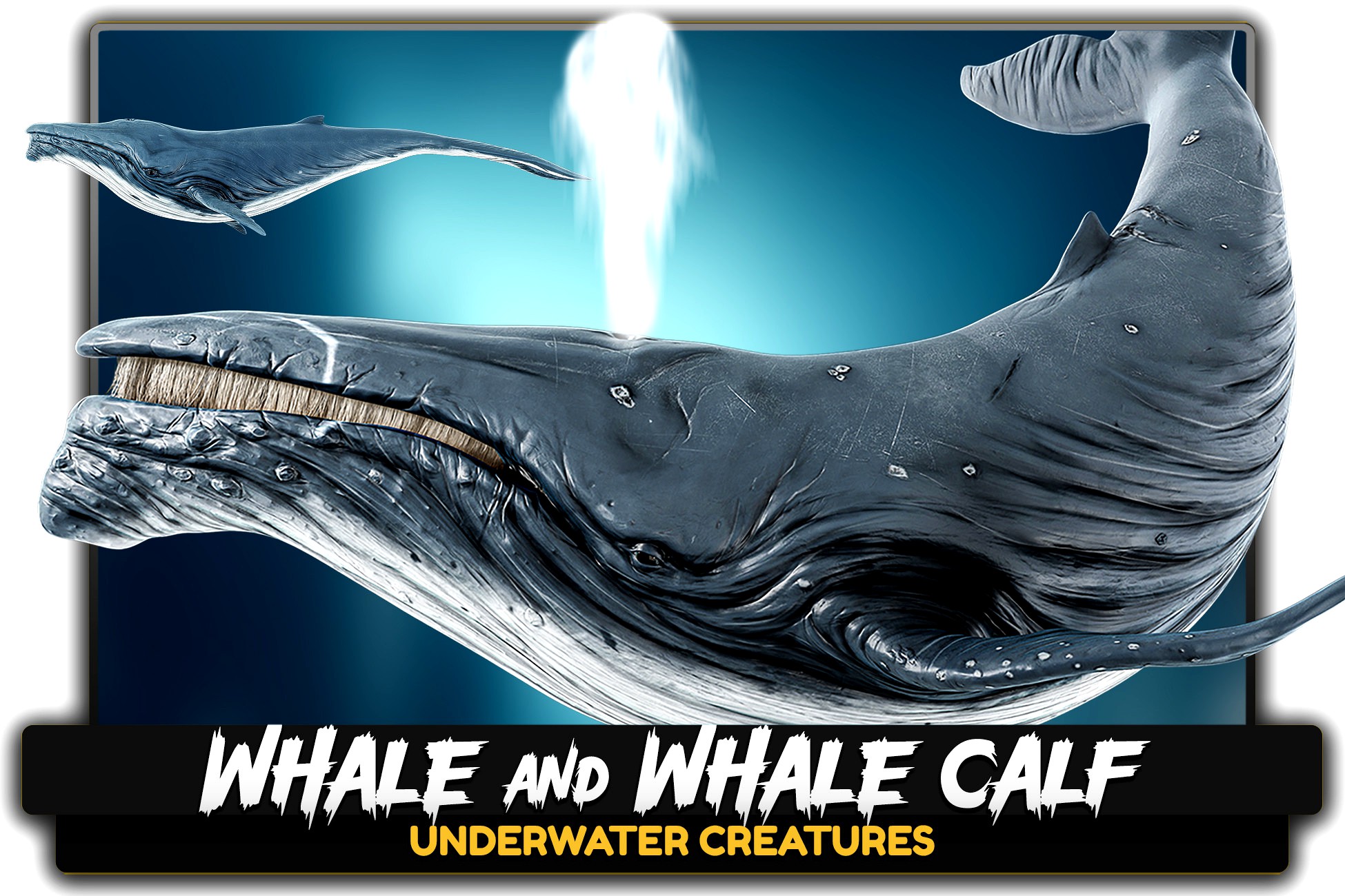 Whale & Whale Calf - Realistic 3D Model - Underwater Creature Monster - #23