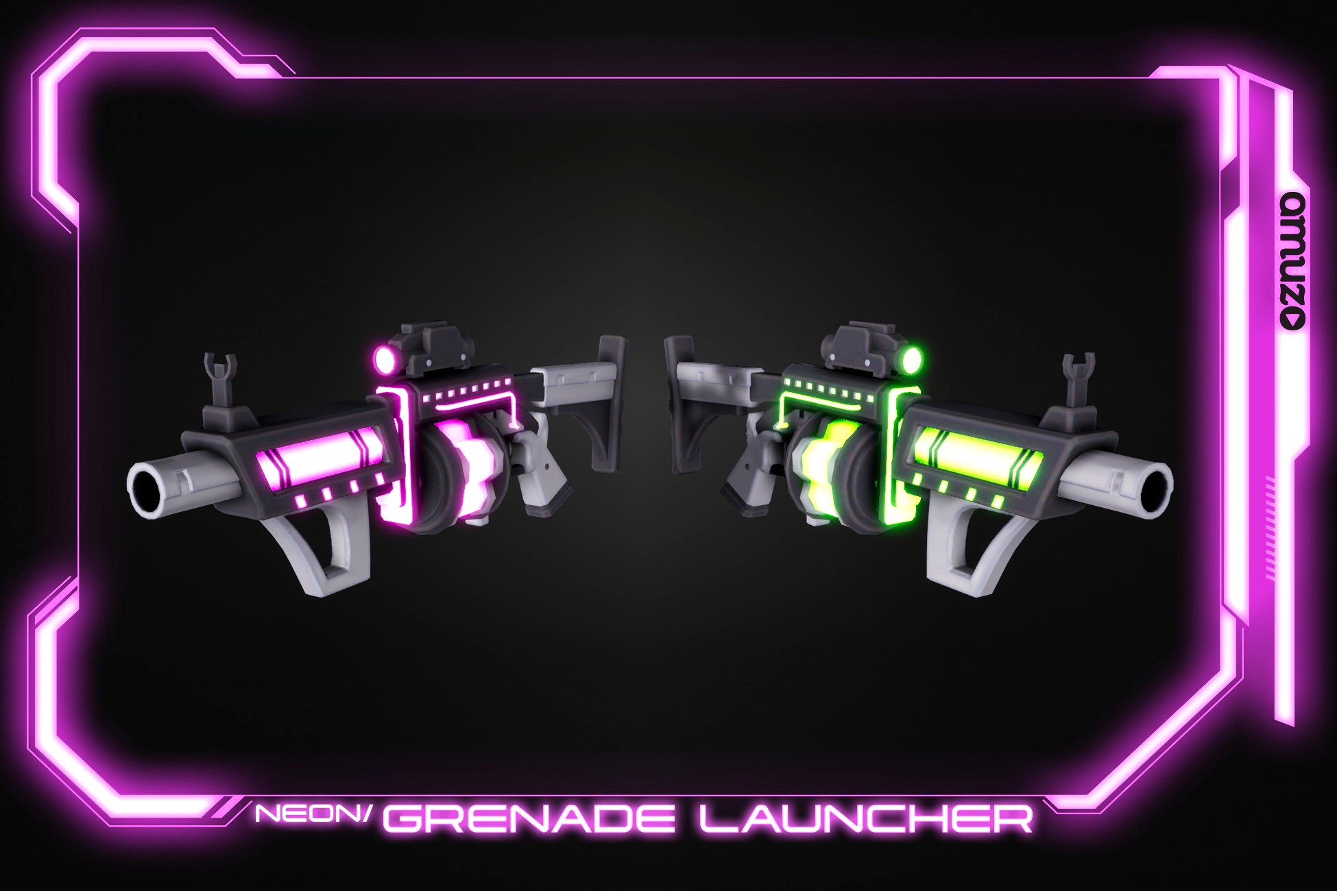 Neon Cyber Weapon Pack - Grenade Launcher 3d model