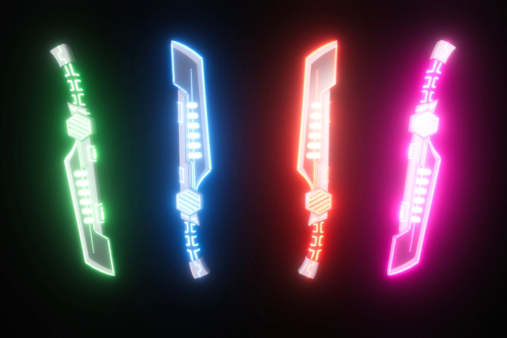 Neon Cyber Weapon Pack - Machete 3d model