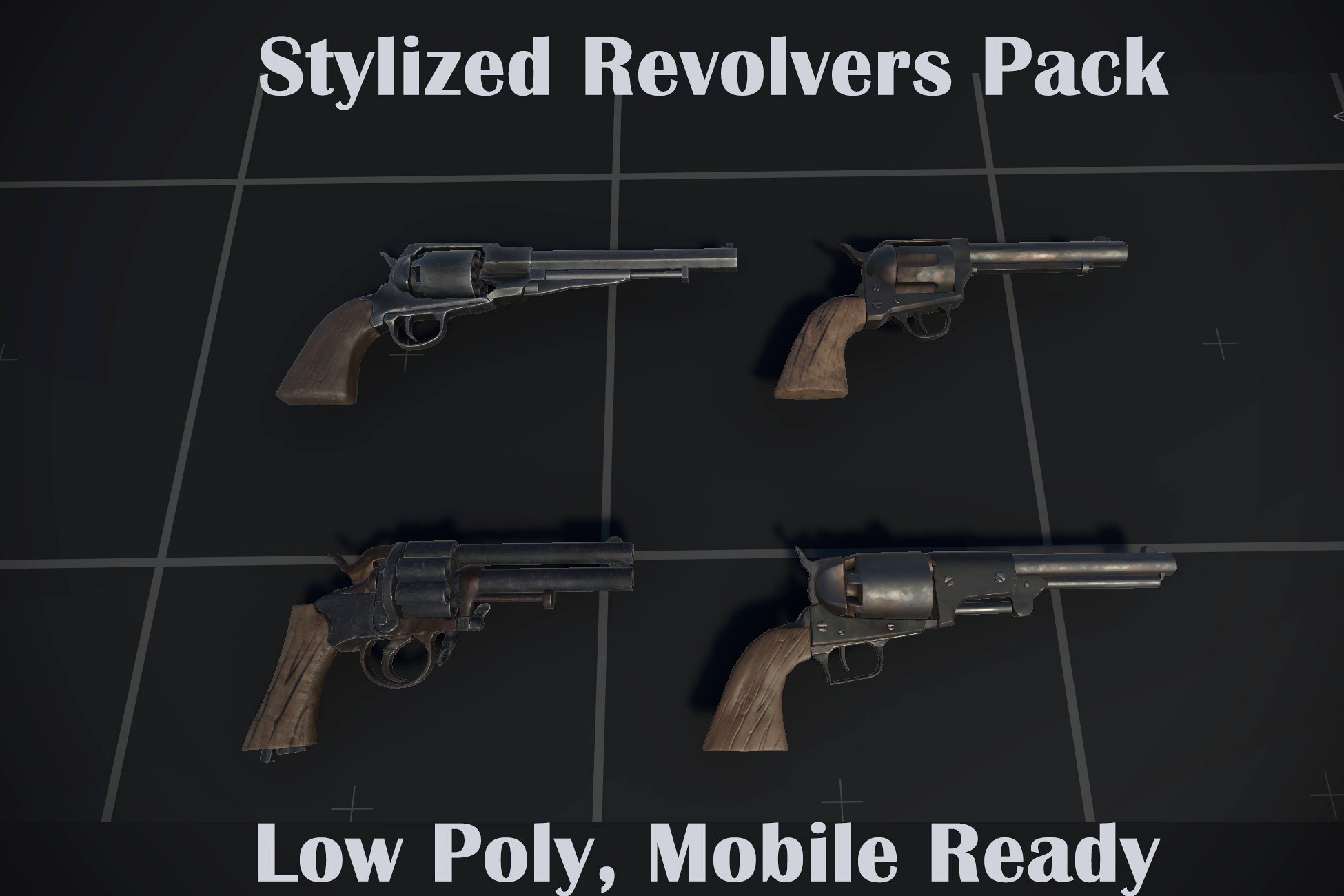 Stylized Revolvers Pack 3d model