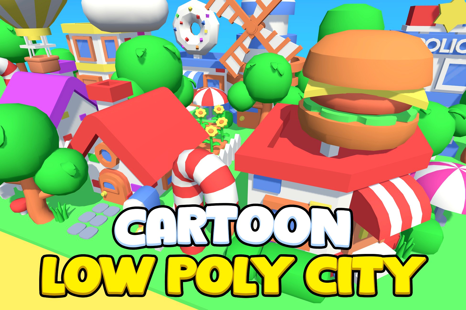 Cartoon Low Poly City 3d model