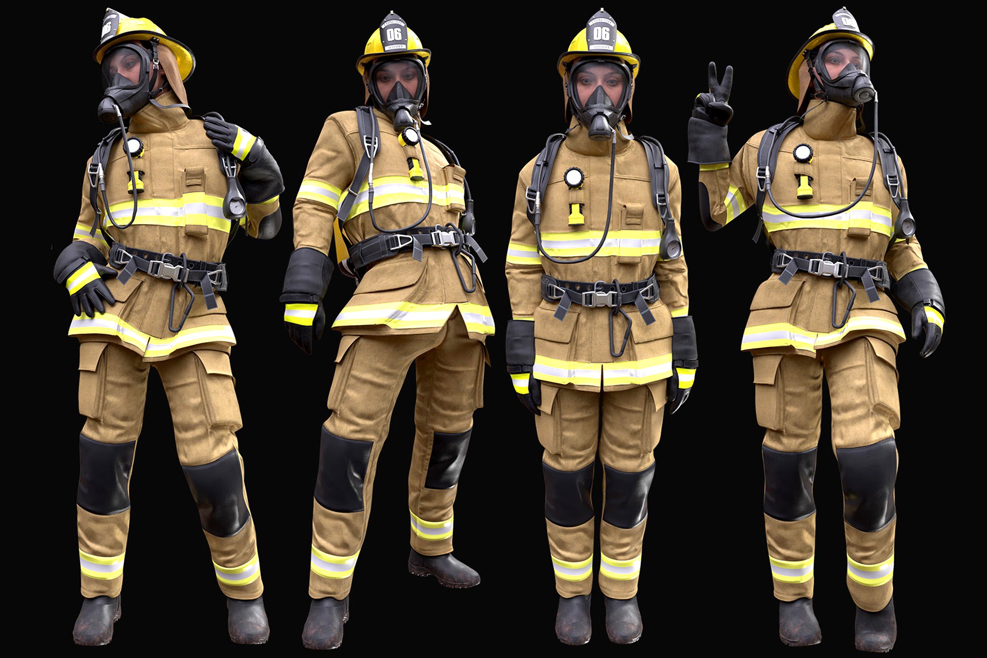 Woman Firefighter - Rigged 3d model