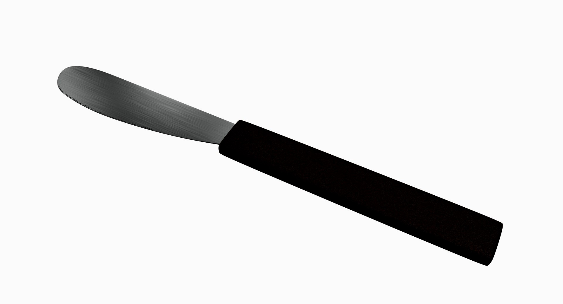 Shiny Iron Butter Knife with Plastic Handle 3d model