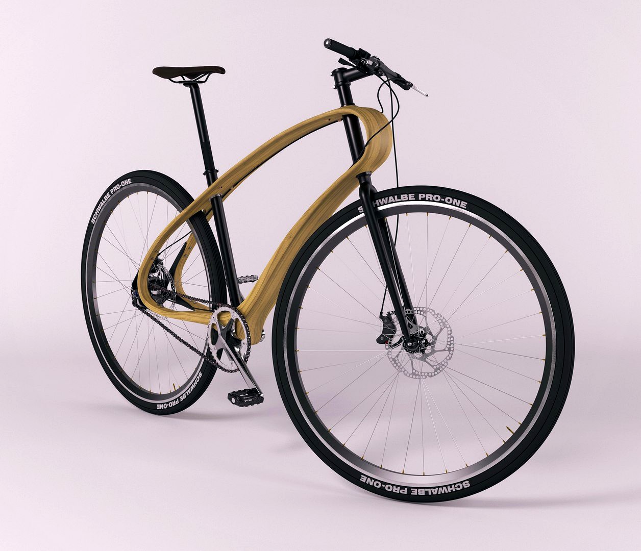 designer bike with wooden frame 3d model