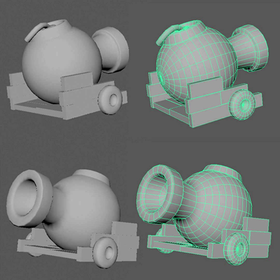 Stylized Low Poly Cannon 3d model