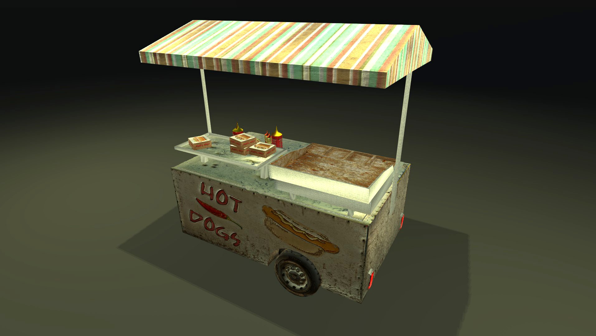 Game Ready PBR Food Cart 3d model
