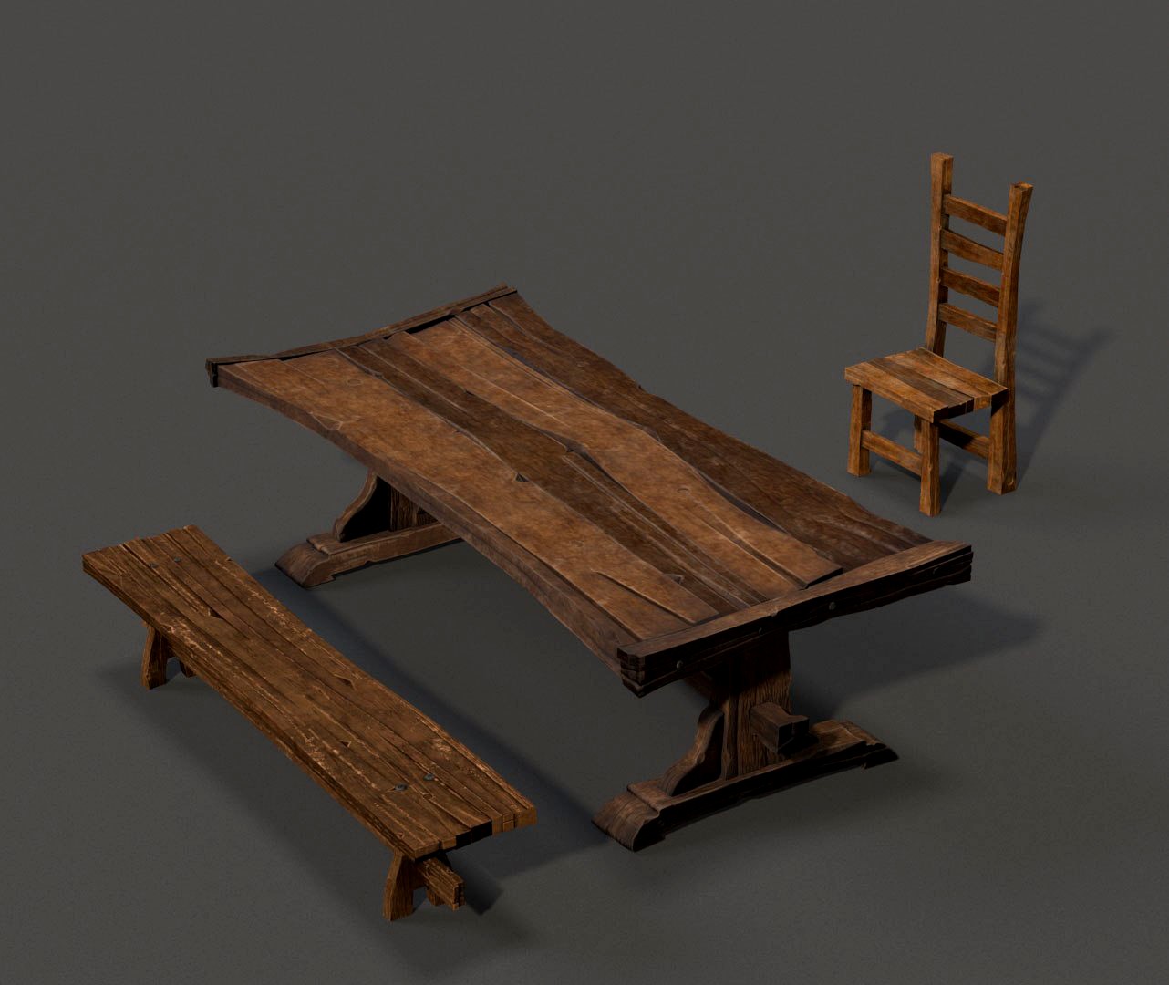Medieval Table Furniture Set 3d model