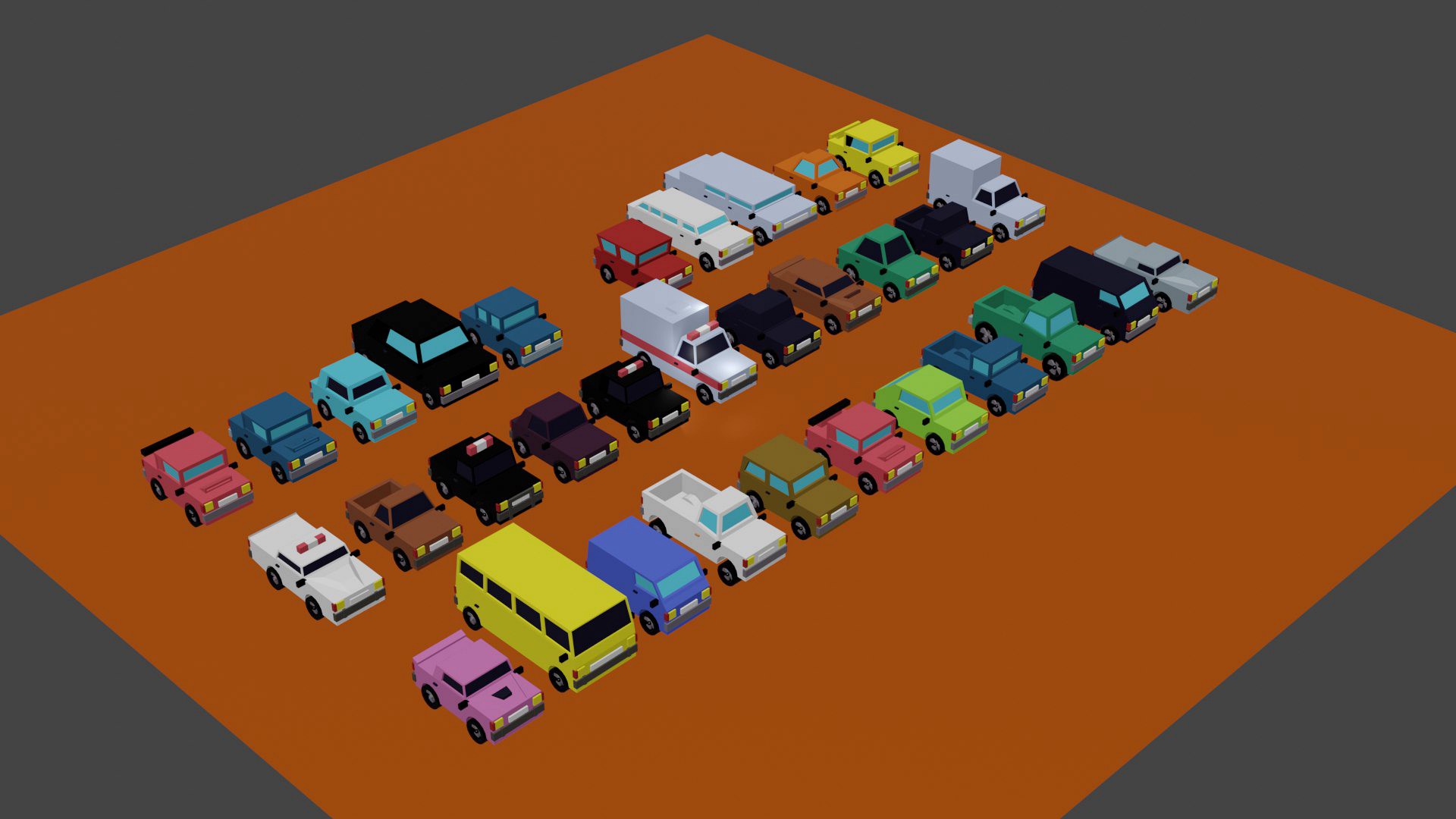 Low Poly Car Pack-32 Cars 3d model